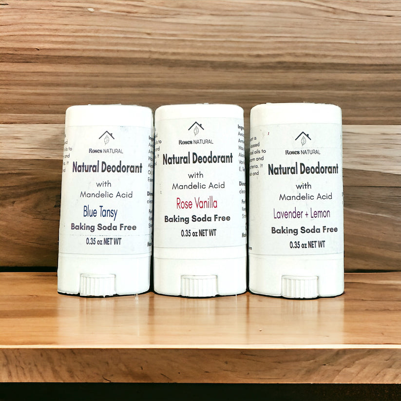 Travel Size Natural Deodorant with Mandelic Acid | Plant-Based | Roses ...
