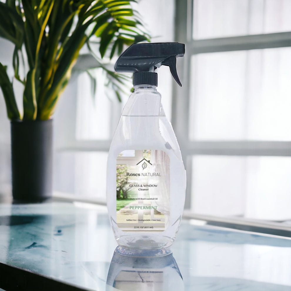Natural Glass Cleaner - Peppermint | Plant-Based & Streak-Free | Roses ...