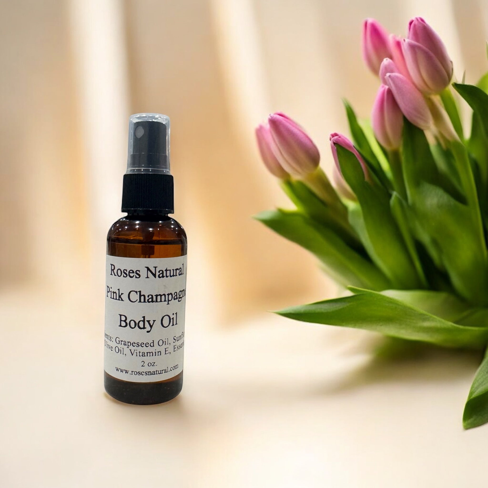 Pink Champagne Moisturizing Natural Body Oil | Buy Now – Roses Natural